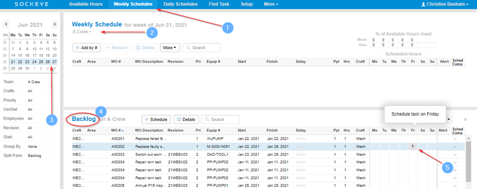 Scheduling Work Orders – Sockeye Support